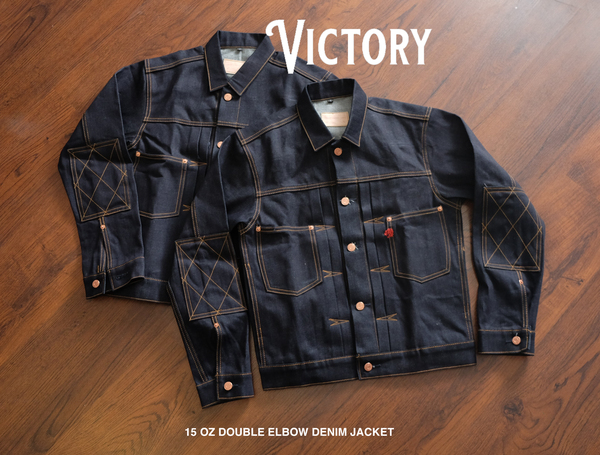 VICTORY 15 OZ DOUBLE ELBOW DENIM JACKET – Carnivores soul